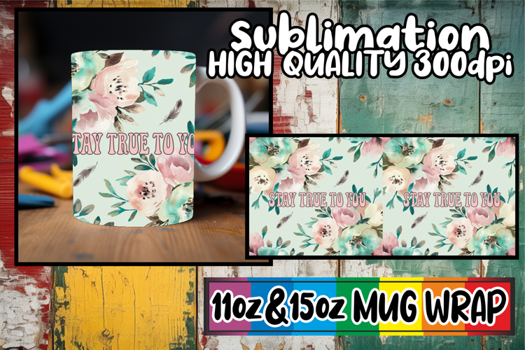 Bright smiles 11oz 15oz sublimation wrap, Flower (5357959)