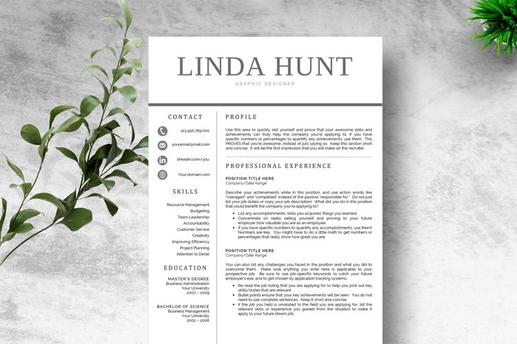 Chic Word Resume Template CV (385141) | Resume Templates | Design Bundles