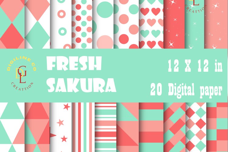 Fresh Sakura flower Digital paper Watercolor summer clipart