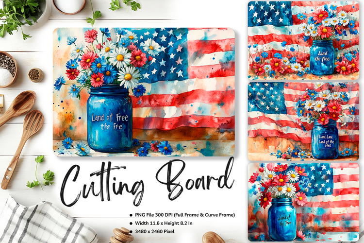 Patriotic Cutting Board USA Flag 4 of July (5424970)