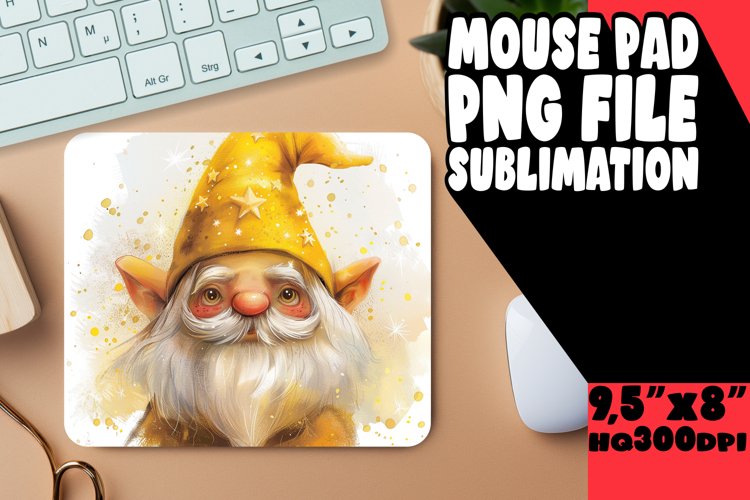 Magical Marvels: Watercolor Gnome Mouse Pad Design