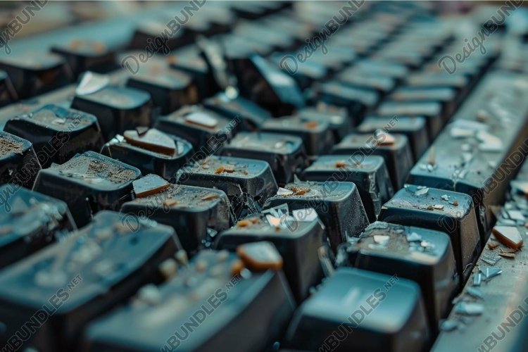 Broken and dusty keyboard showing concept of obsolescence