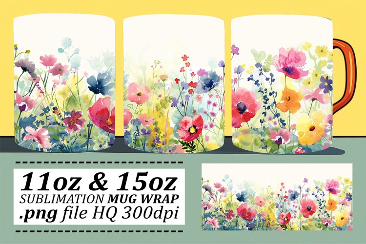 Elegant Floral Spring Mug Wrap - 11oz 15oz