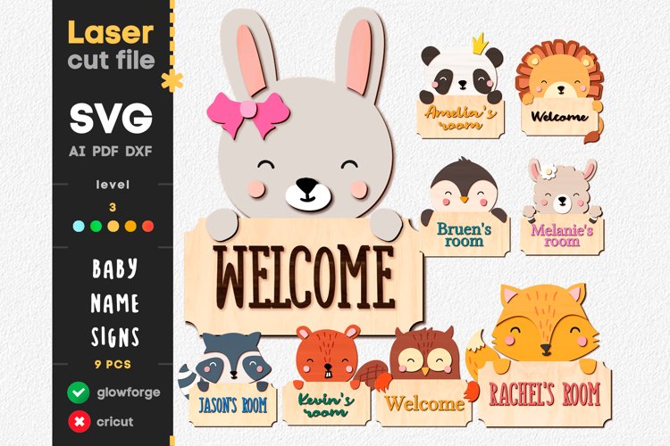 Baby Name Sign Bundle SVG laser cut files for (2425872)