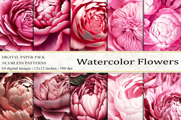 Watercolor Flowers Digital Papers (2622787)