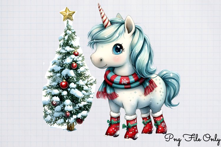 Christmas Unicorns Clipart PNG (4863865)