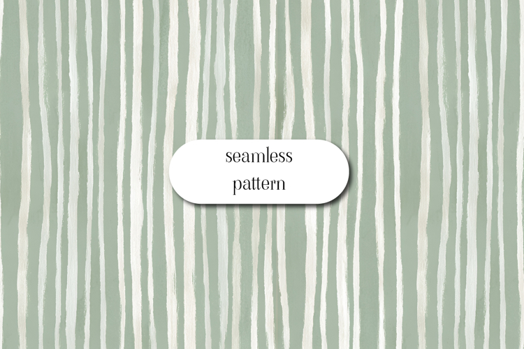 Seamless Sage Green Striped Pattern with Hand Painted Lines