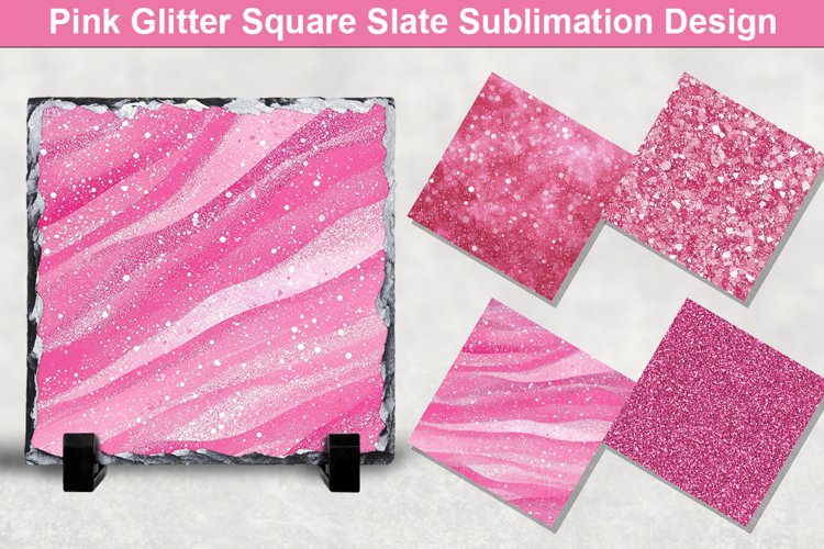 Pink Glitter - Square Sublimation Slate Designs