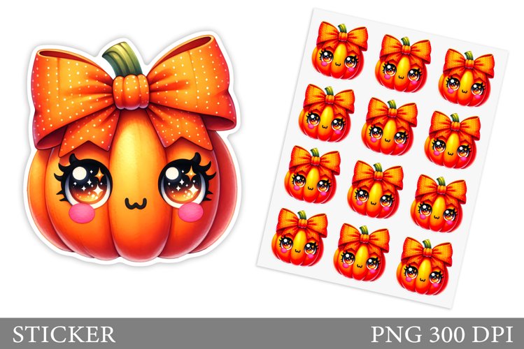 Cute Pumpkin Sticker Template. Cute Halloween (4193214)