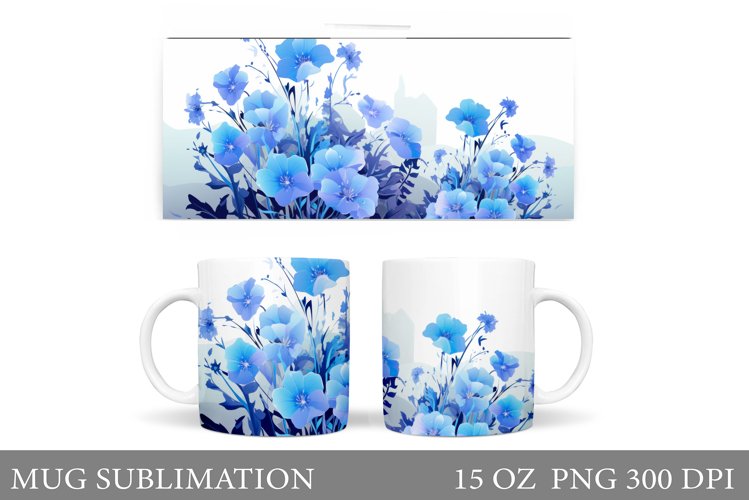 Flowers Mug Sublimation. Floral Mug Wrap Design (5117047)
