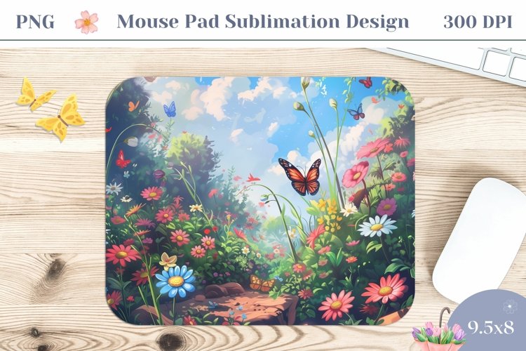 Spring Mouse Pad Design, Butterflies Mouse Pad Sublimation