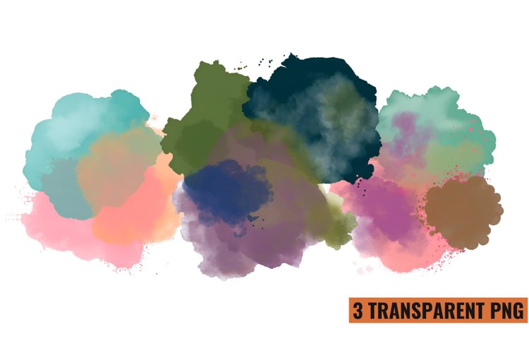 Watercolor Splashes Clipart Sublimation, PNG