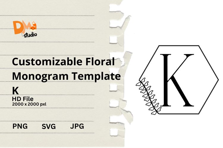 Customizable Floral Monogram Template (6053836)