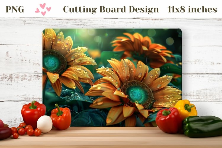 Sunflowers Cutting Board Design, 3D Flowers Cutting Board