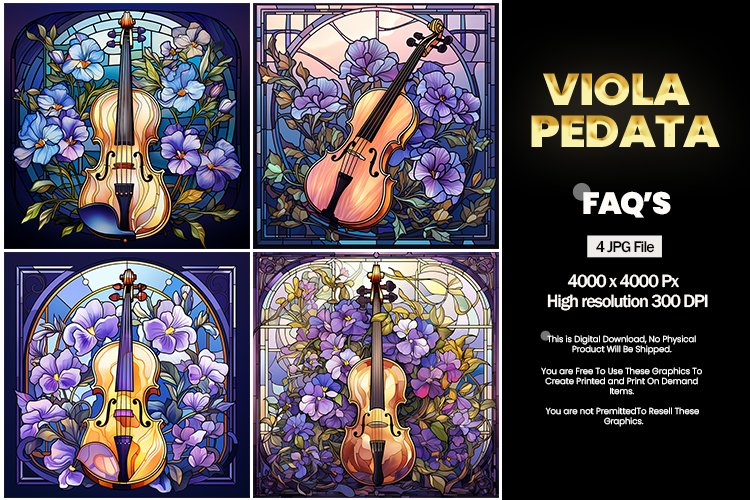 Stained Glass Viola Pedata Square Coaster - 04 (3016932)