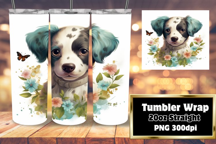 Watercolor Dog and Floral Delight Sublimation