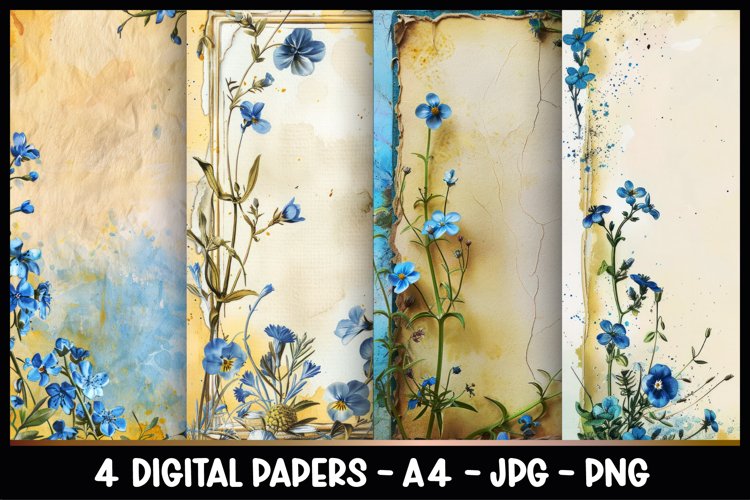4 Vintage Digital Papers I Junk Journal Page (3702522)