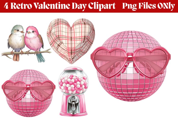 Retro Valentine Day Clipart PNG (5156769)