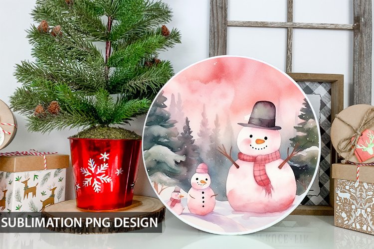 Christmas Snowman Round Sign