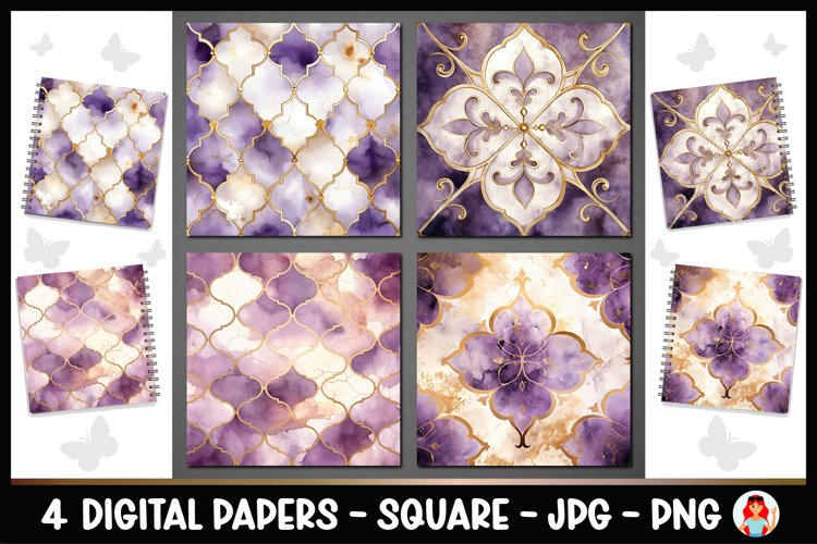 4 Vintage Abstract Digital Papers I Junk Journal (3057539)