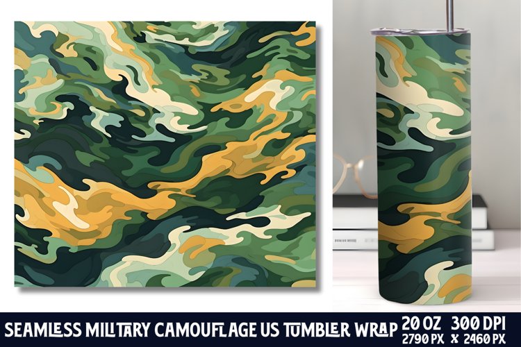 Seamless Military Camouflage US Tumbler Wrap