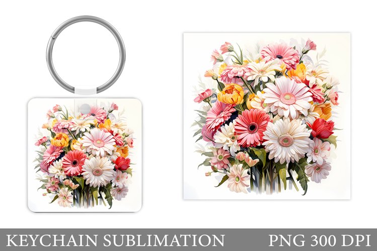 Gerbera Flowers Keychain. Flowers Keychain Design