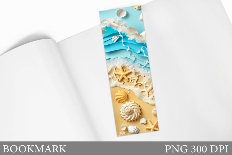 3D Sea Bookmark Design. Seashell Bookmark Sublimation