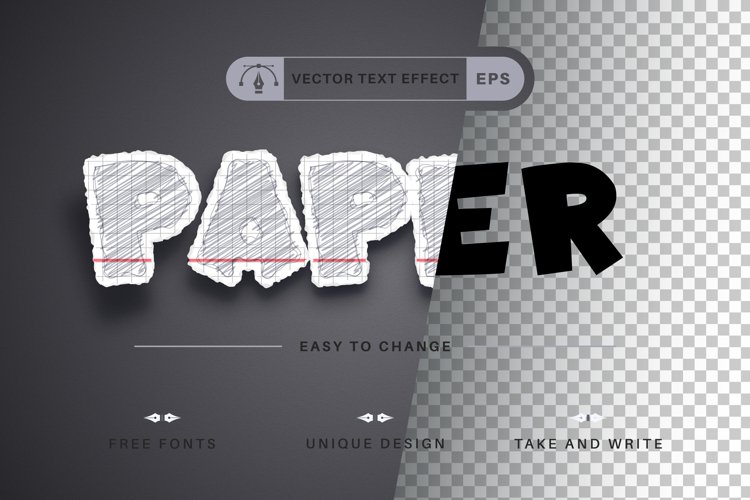 Paper Sketch - Editable Text Effect, Font Style