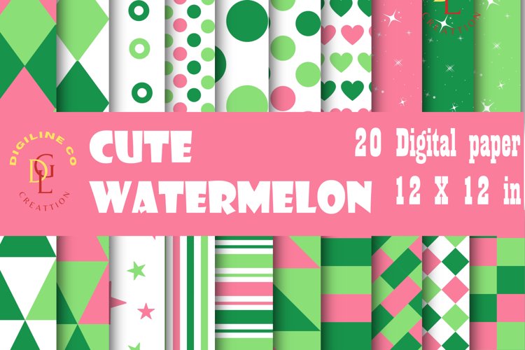 CUTE Watermelon Digital paper fruit background fruit clipart