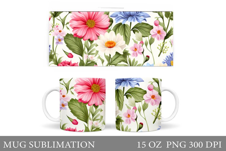 Flowers Mug Design. Floral Mug Sublimation (3756874)