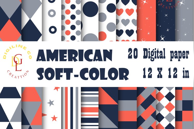 veterans day soft-color Digital Papers American USA clipart