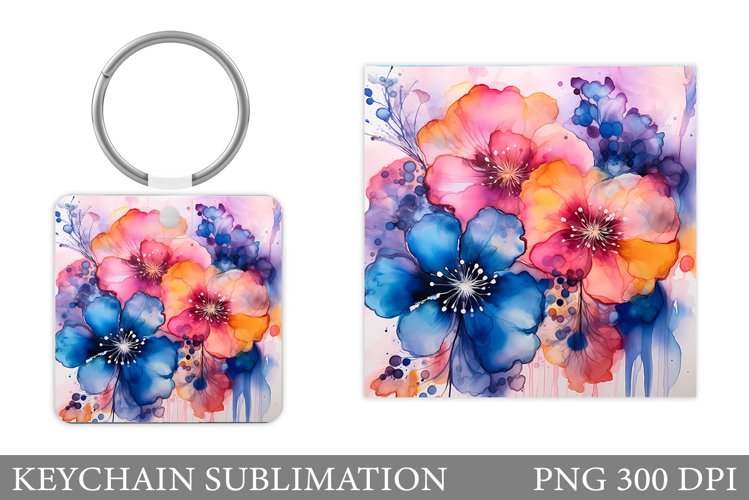 Flowers Keychain Design. Flowers Square Keychain (3566950)