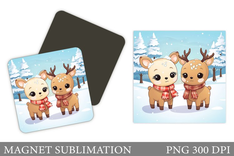 Cute Deer Magnet Sublimation. Winter Deer Magnet (2914041)