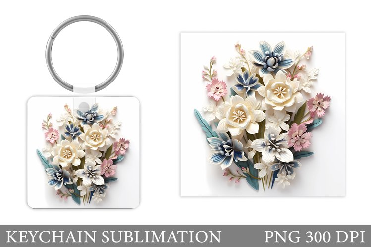 3D Flowers Keychain. 3D Wildflowers Keychain Design