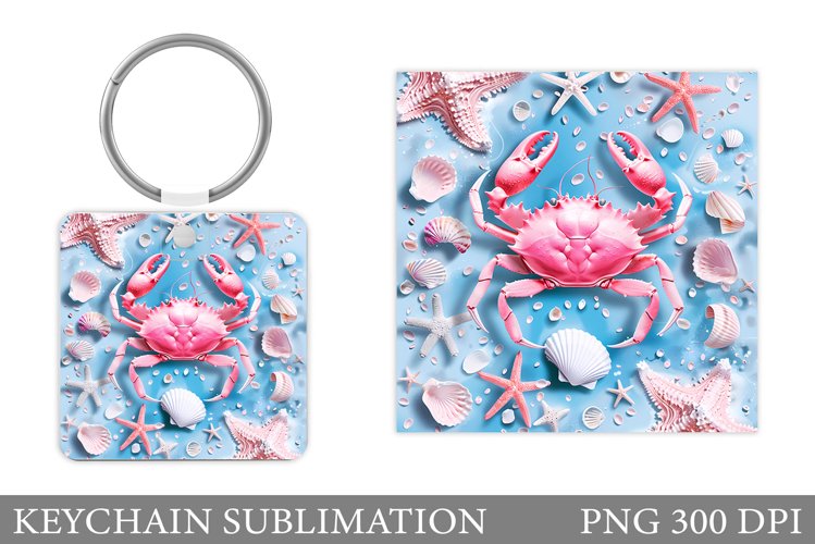 Crab Keychain Design. Sea Keychain Sublimation (3516328)