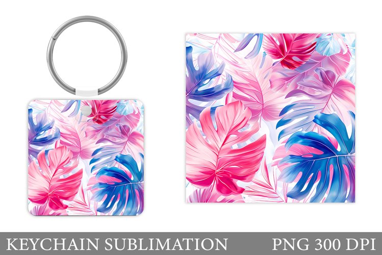 Tropical Leaves Keychain. Tropical Keychain Design