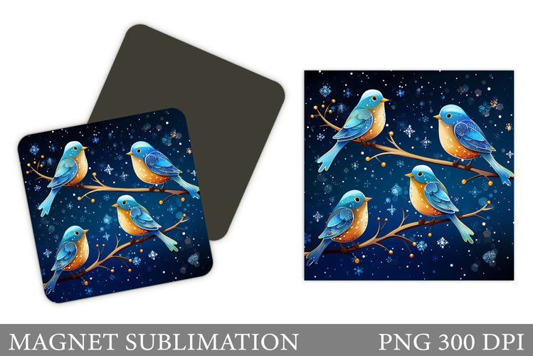 Winter Birds Magnet Design. Winter Magnet Sublimation