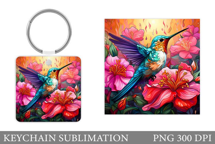 Hummingbird Keychain. Square Keychain Hummingbird (3209218)