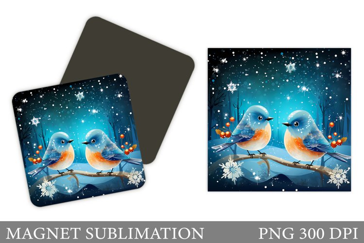 Winter Birds Magnet Design. Cute Birds Magnet Sublimation