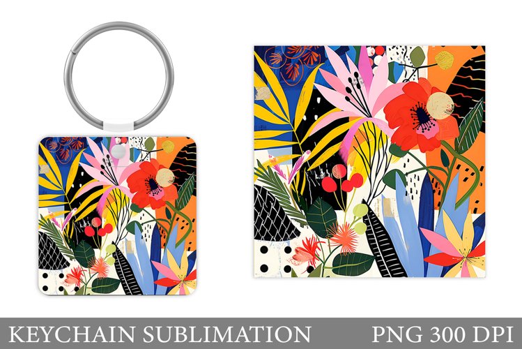 Flowers Keychain Sublimation. Flowers Square (3870551)