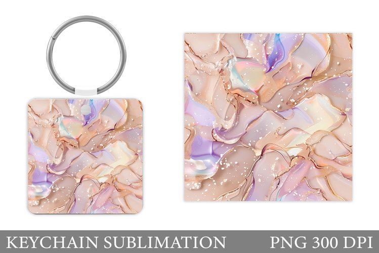 Alcohol Ink Keychain Sublimation. Abstract (3495468)