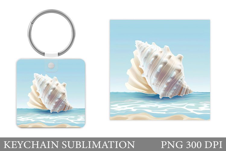 3D Seashell Keychain Design. Sea Keychain Sublimation
