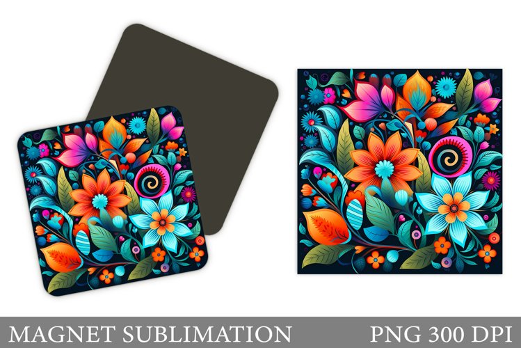 Flowers Magnet Design. Colorful Flowers Magnet Sublimation