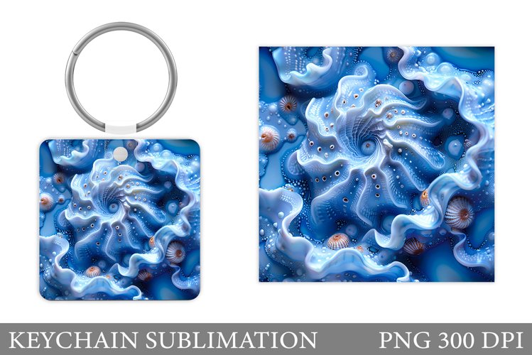 Abstract Keychain Design. Seashell Texture Keychain Template