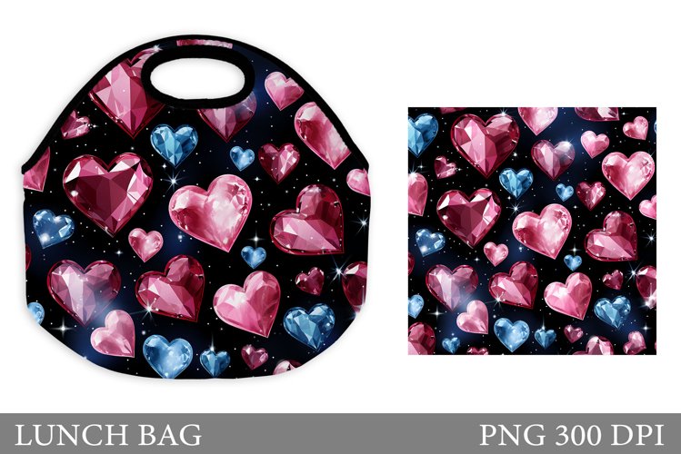 Hearts Lunch Bag . Diamond Hearts Lunch Bag Design