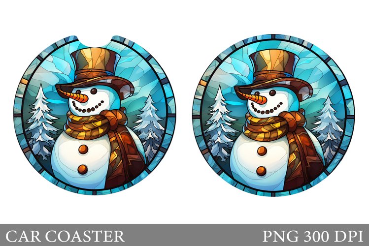 Stained Glass Snowman Car Coaster. Snowman Car Coaster