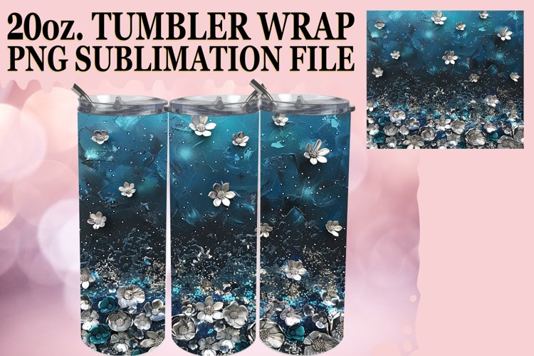 Shiny Floral Leopard Tumbler Design: Sublimation - (3548484)