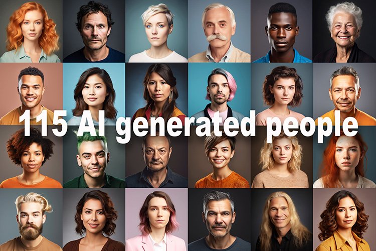 115 diverse AI generated people bundle