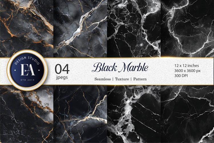 Black Marble Stone Texture with Silver Veins (6417006)