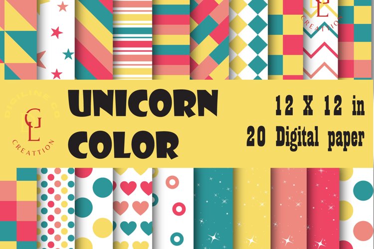 Baby Unicorn Digital paper Fairy Tale Animal Cute Clipart
